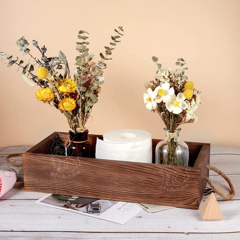 Khay gỗ decor trang trí phòng, khách sạn, homstay màu óc chó - Simba Art